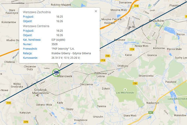 Interaktywna mapa PKP. Można sprawdzać aktualne położenie pociągów ...